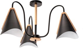 Toolight - Skandidávská závěsná lampa 3-ramenná 3xE27 60W APP442-CP, černá, OSW-08980