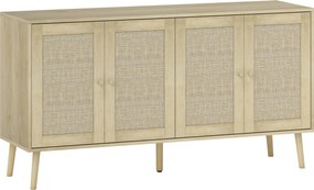 HOMCOM komoda s propletenými dveřmi a nastavitelnými policemi, 140 x 40 x 75 cm, vzhled přírodního dřeva