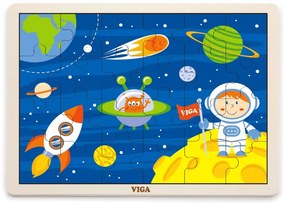 Dřevěné puzzle pro děti Viga 51461 – Vesmírné dobrodružství, 24 dílků