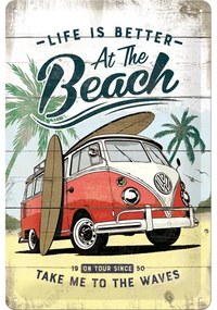 Postershop Plechová cedule: VW Life is Better at the Beach - 30x20 cm