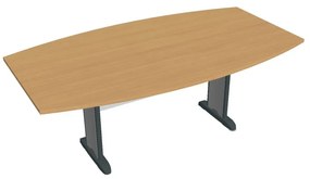 Stůl jednací sud 200 cm - Hobis Cross CJ 200 Dekor stolové desky: buk, Dekor lamino podnože: šedá, Barva nohou: černá