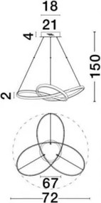 Závěsné LED svítidlo NOVA LUCE FUSION 53W 3000K zlatá barva 1701101002