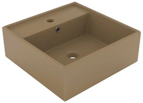 Luxusní umyvadlo přepad čtvercové matné krémové 41 x 41 cm 146952