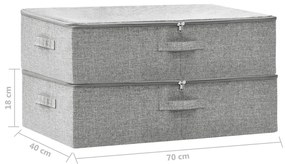 Úložné boxy 2 ks textil 70 x 40 x 18 cm šedé - Default Title