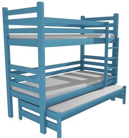 Vomaks Patrová postel s výsuvnou přistýlkou M 008 NEW* 90 x 180 cm netransparentní barva modrá 90 cm (+10 cm vsuvky mezi lůžky a prodloužený žebřík)
