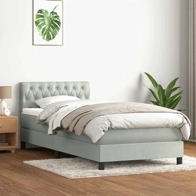 Box spring postel s matrací světle šedá 90x220 cm samet 3316527