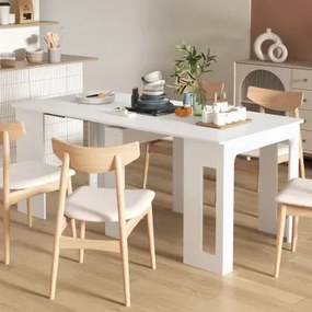 HOMCOM Jídelní stůl, skládací stůl, rozkládací kuchyňský stůl, jídelní stůl, dřevotřískové desky, 60-180 x 85 x 75 cm, bílý