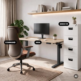 Elektrický stůl s regulací výšky ergonomický antracitový/dub sonoma,1400x700 mm: ARIA