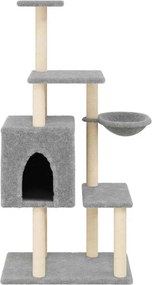 Škrabadlo pro kočky se sisalovými sloupky světle šedé 131 cm 172128