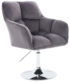 LuxuryForm DESIGN Otočné křeslo AMALFI VELUR na stříbrném talíři - tmavě šedé