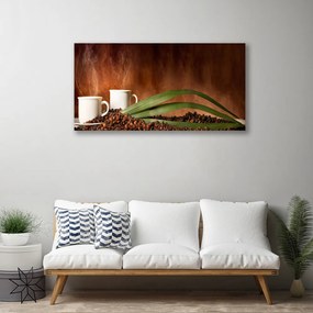Obraz na plátně Šálky Káva Zrnka Kuchyně 100x50 cm