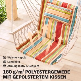 Outsunny Závěsné křeslo, závěsná houpačka s příčnou tyčí a polštářem, stropní hák, konstrukce závěsného křesla, nosnost až 100 kg, závěsné sedadlo pr…