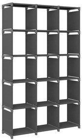 Výstavní police s 15 přihrádkami šedá 103x30x175,5 cm textil 322620
