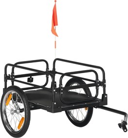 HOMCOM Přívěs na kolo s odnímatelným nákladem 2 kola, odrazky a vlajka, rám s tlumičem 70L kapacita 40 kg zatížení 125x64x53,5 cm Černý