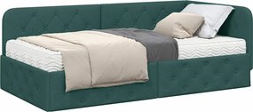 Rohový rám postele Tmavě zelená 100 x 200 cm textil 3394057