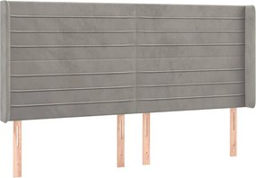 Čelo postele typu ušák světle šedé 183x16x118/128 cm samet 3119780