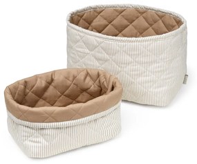 CAM CAM COPENHAGEN Prošívaný úložný koš Stripes Camel – set 2 ks, krémová barva, textil