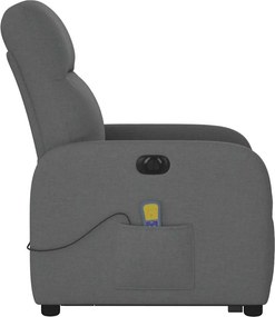 Elektrické zvedací masážní polohovací křeslo tmavě šedé textil 3303003