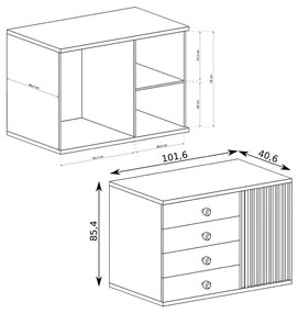 CALI | komoda C-5 + NOHY | 101,6 cm | artisan