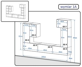 Ral Obývací stěna Elegant 6 - Bílo / černý lesk