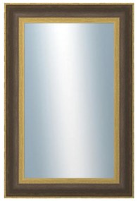 DANTIK - Zarámované zrcadlo - rozměr s rámem cca 40x60 cm z lišty ZVRATNÁ černozlatá plast (3071)
