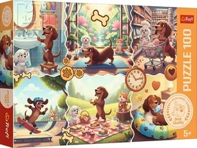 TREFL Puzzle Jezevčíkův dlouhý den / 100 dílků / 41 x 27,8 cm / věk 5+