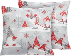 Bellatex Povláček bavlněný vánoce 2ks 40x40 cm Skřítek Šedá,Červená