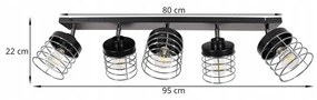 Stropní svítidlo RASTI, 5x drátěné stínítko (výběr ze 2 barev), (možnost polohování), CH