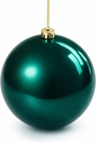 Velká vánoční koule 20 cm, paví zelená lesklá, plastová baňka, UV