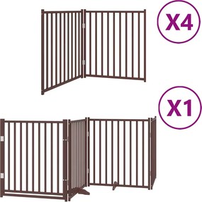 Zábrana pro psy s dvířky skládací 12 panelů hnědá 960 cm topol 3155752