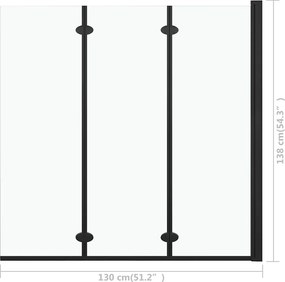 Skládací sprchový kout se 3 panely ESG 130 x 138 cm černý 147191