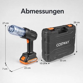 Costway 4 v 1 baterie ručního vysavače 21000 Bezdrátový vysavač Pa s 120 W