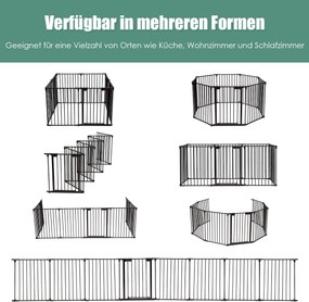 Costway 8 prvková ohrádka pro psa bariéra – 500 × 75 cm, černý