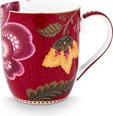 Pip Studio Blooming Tales set 2 ks hrnku 180 ml - tmavě červený (Luxusní set tmavě červených porcelánových hrnků)