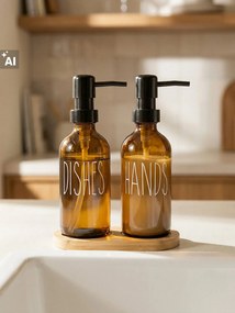 Sinsay - Dávkovače na mýdlo a prostředek na nádobí se stojanem 3 pack - karmínová