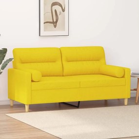 2místná pohovka s polštáři světle žlutá 140 cm textil 3200826
