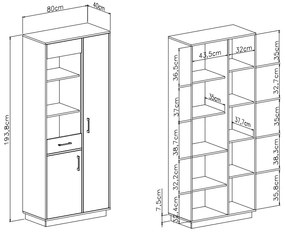 Kombinovaná vitrína Santiago - dub piškotový