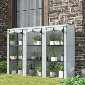Outsunny 3patrový PVC skleník s ocelovým rámem, 2 rolovací dveře na zip — 215 x 46 x 151 cm, bílý