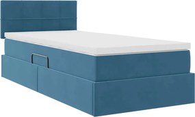 Postel s úložným prostorem s čelo Tmavě modrá 90 x 200 cm samet 3370735