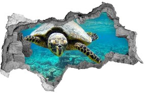 Wallmuralia Díra 3D fototapeta nálepka Mořská želva 95x73 cm