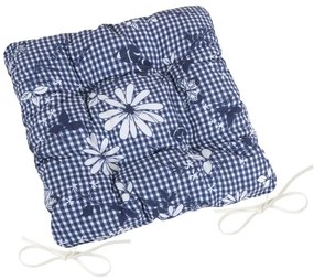 Bellatex Sedák DITA prošívaný 40x40 cm Kostička s květem modrá