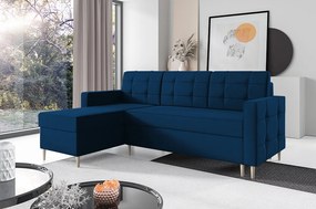 Rohová rozkládací sedací souprava do L SOREN, 222 cm, s úložným prostorem Roh pohovky: Levý, Barva látky: Tmavě modrá (Kronos 09)