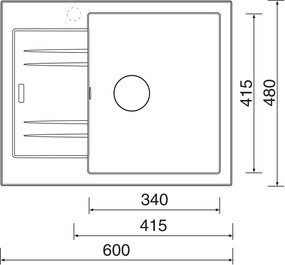 Granitový dřez Sinks LINEA 600 N Granblack pravý