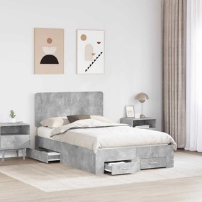 Rám postele s čelo Betonově šedá 135 x 190 cm Kompozitní dřevo 3412795