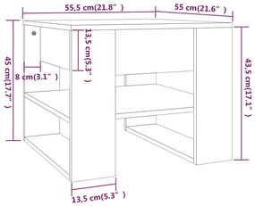 Konferenční stolek bílý 55,5 x 55 x 45 cm kompozitní dřevo - Default Title