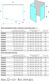 Mereo Mereo, Sprchový kout Lima, obdél.,polopivot. dvře, 2xboční stěna, chrom ALU, sklo Point 6mm, CK87882K