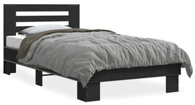 Rám postele černý 90 x 190 cm kompozitní dřevo a kov - Default Title
