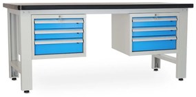 Dílenský stůl Solid MDF-33, 210 cm, 2 závěsné boxy, černá