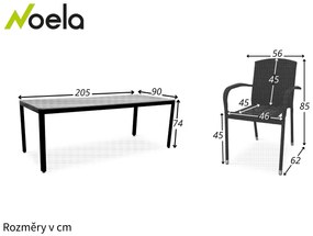 Noela Zahradní jídelní set Milano + 6x ratanová židle Roma