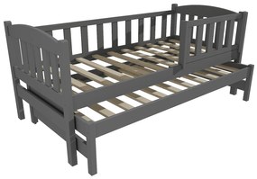 Vomaks Dětská postel s výsuvnou přistýlkou DPV 013 se zábranou Rozměr: 90 x 200 cm, Barva: barva šedá